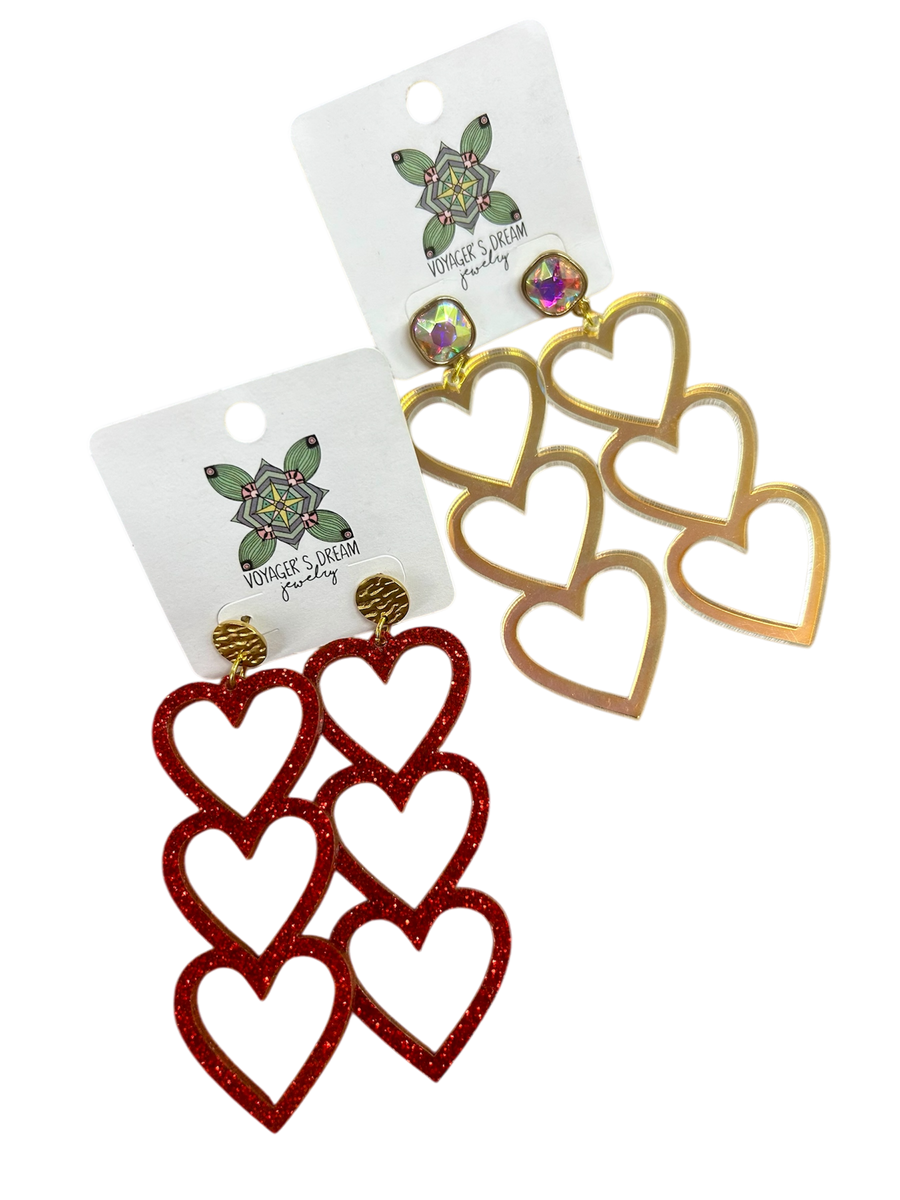 Layered Heart Earrings - 2 Colors – Plain & Fanci Boutique