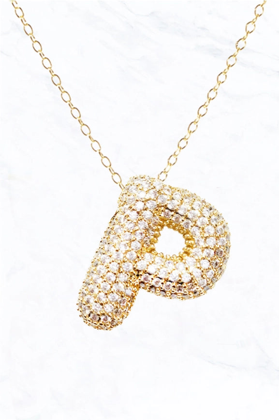 Pave Bubble Initial Necklace - Multiple Options – Plain & Fanci Boutique